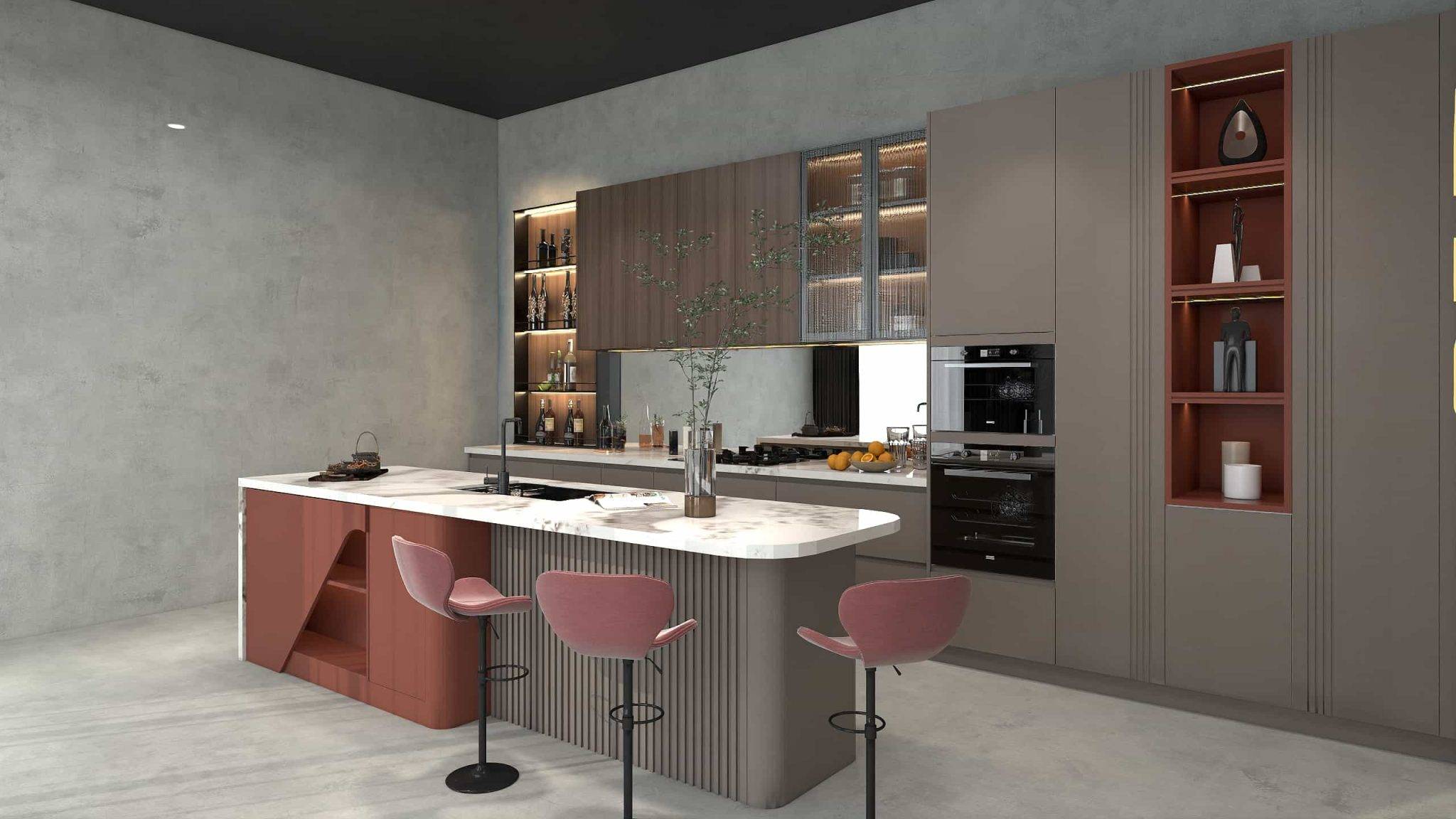 Modern Two-tone Lacquer Kitchen Cabinets Design - PA Kitchen