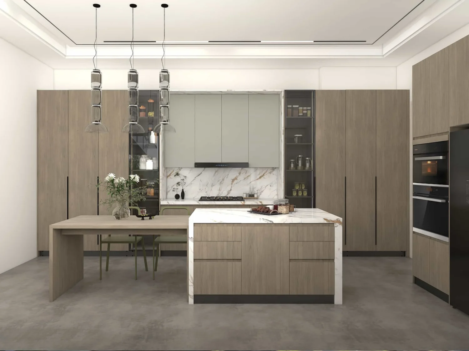 Modern Gallery Wood Veneer Kitchen Cabinets - PA Kitchen