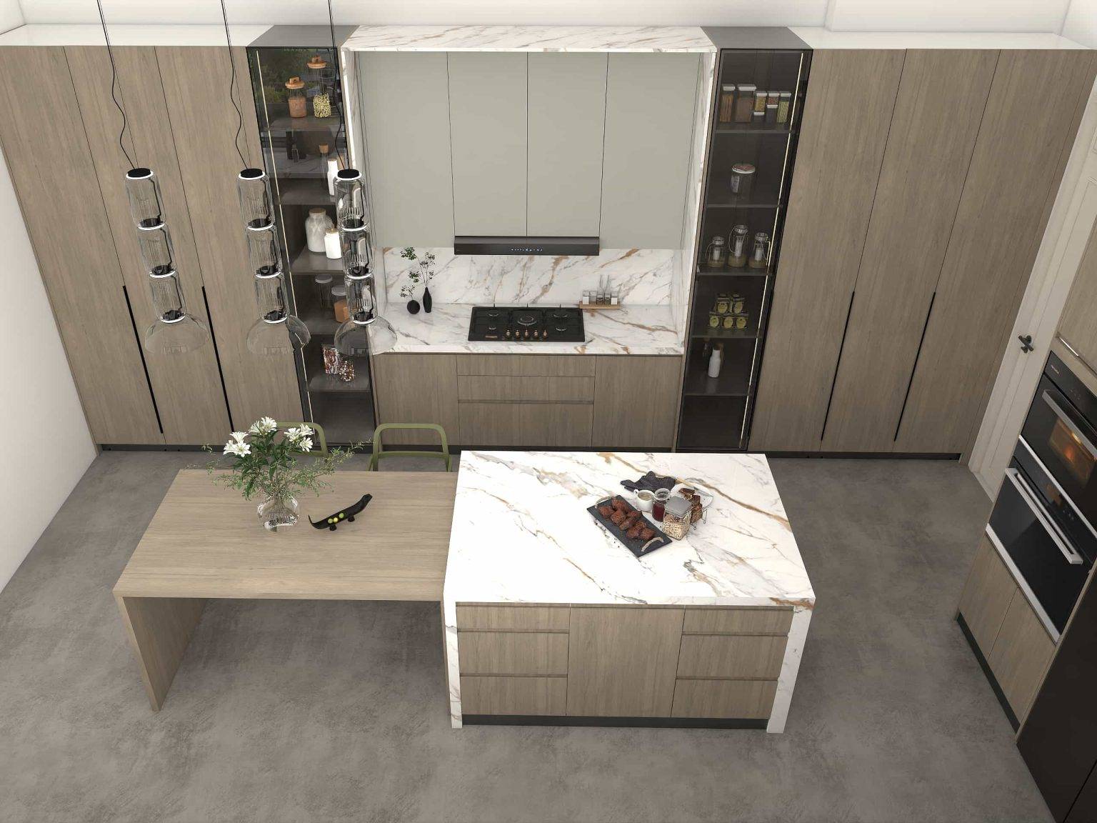 Modern Gallery Wood Veneer Kitchen Cabinets - PA Kitchen