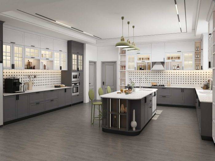 Traditional Farmhouse Two-tone Shaker L-shaped Kitchen Cabinets - PA ...