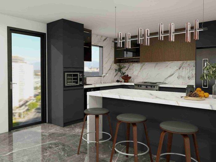 Modern Black Two-tone Kitchen Cabinets