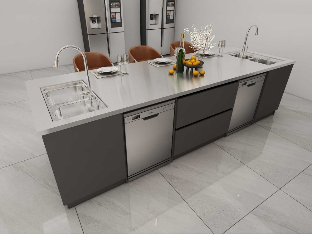 Sleek and Chic Modern Grey Particle board Kitchen Cabinets ...