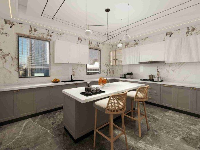 Two-tone Lacquer Modern MDF Kitchen Cabinets - PA Kitchen