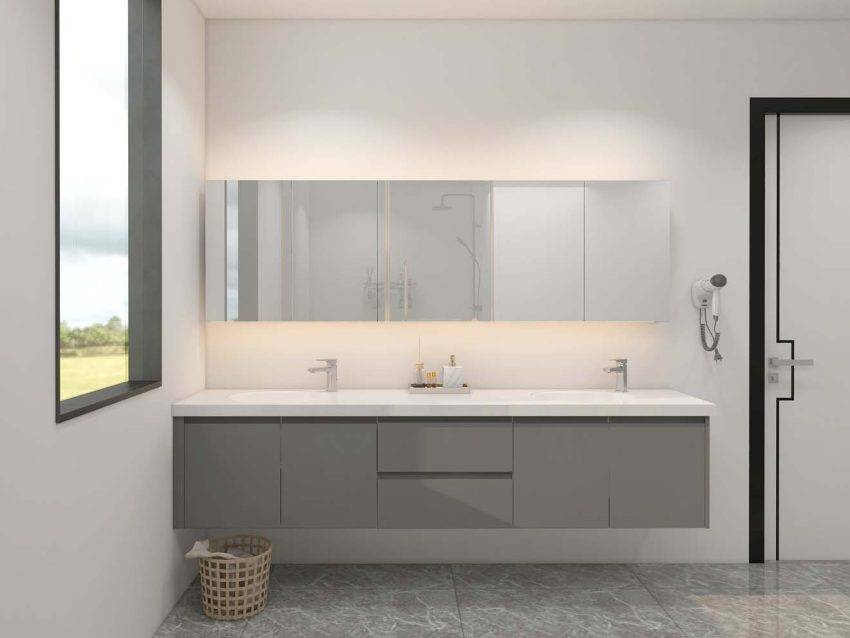 Modern Black Lacquer Double Sink Bathroom Vanity - PA Kitchen