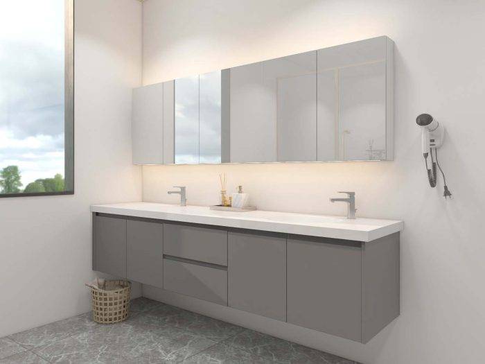 Modern Black Lacquer Double Sink Bathroom Vanity - PA Kitchen