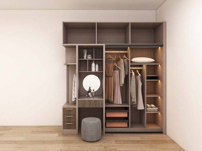 Black and Wood Two Tone Melamine Sliding Door Wardrobe - PA Kitchen