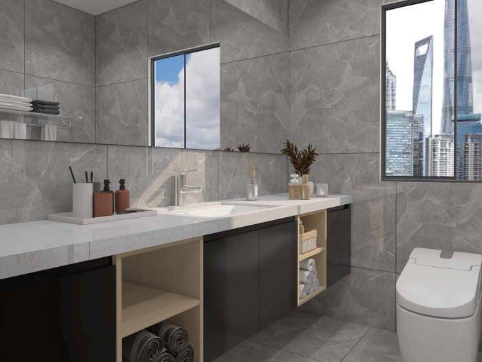 Black and Wood Two Tone Wood Bathroom Vanity - PA Kitchen