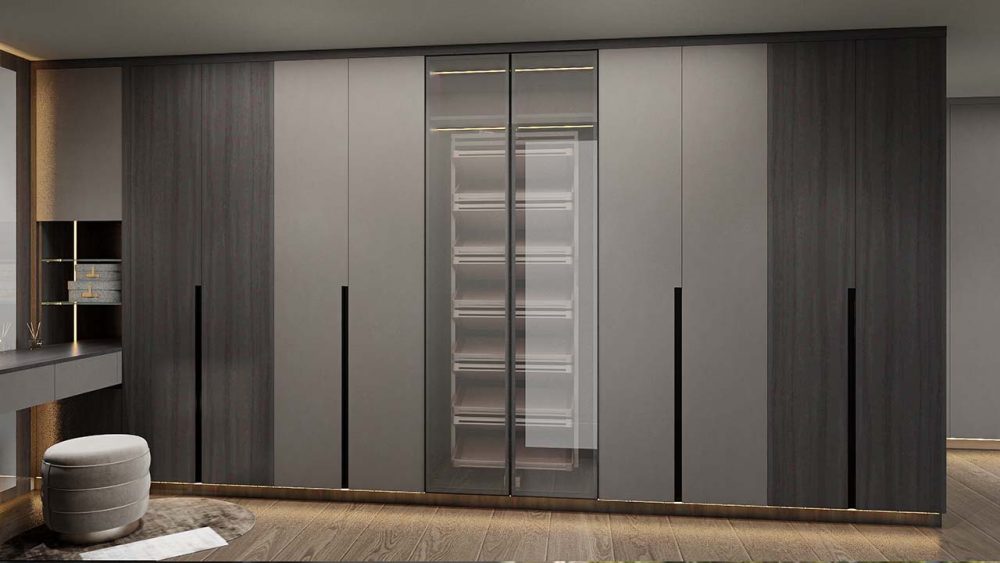 Modern Black Melamine L-shape Walk In Closet - PA Kitchen