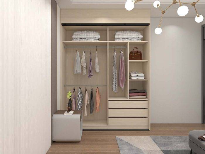 Modern Two-tone Melamine Sliding Door Wardrobe - PA Kitchen