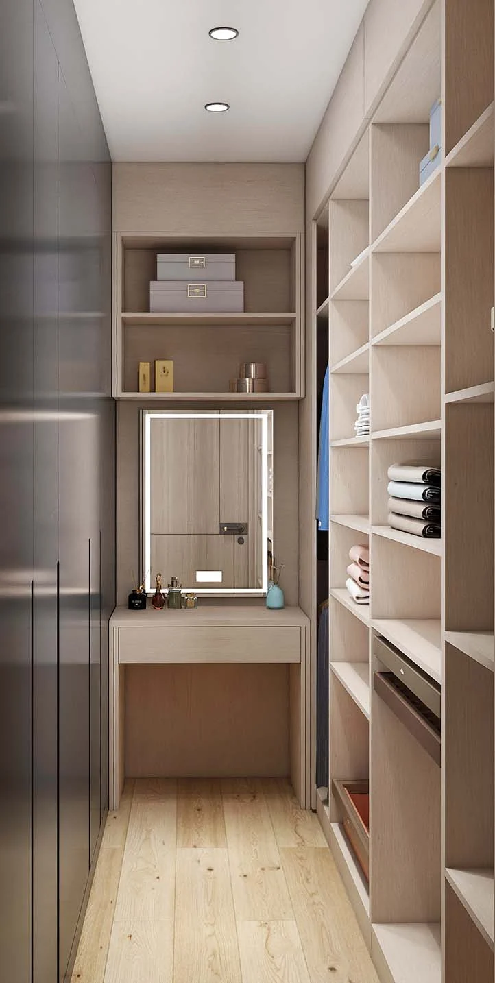 Modern U-Shaped Black Minimalist Elegance Walk In Closet - PA Kitchen